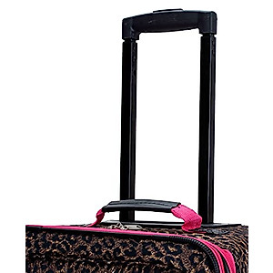 Rockland Jungle Softside Upright Luggage, Pink Leopard, 4-Piece Set (14/29/24/28)