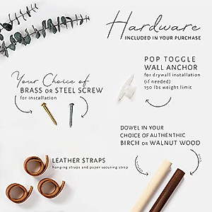 KEYAIIRA - Wall Mounted Paper Roll Holder studio kraft paper hanger w/leather straps note board dispenser, brown wallpaper pad butcher paper sign