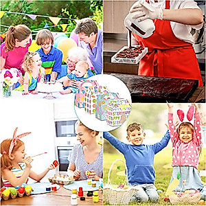 Whaline 12pcs Easter Treat Boxes Happy Easter Gift Box Bunny Eggs Easter Basket Containers Hollowing Rabbit Shape Candy Goody Cookie Holder With Handle for School Classroom Party Favor decor