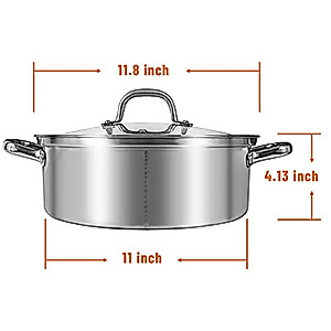 MyLifeUNIT Shabu Shabu Pot, 304 Stainless Steel Hot Pot with Divider, 11.8 Inches Soup Cookware for Induction Cooktop, Gas Stove