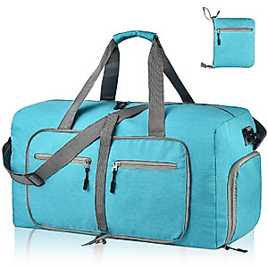 Dimayar Travel Duffle Bag for Men - Foldable Duffel Bag with Shoes Compartment - Overnight Bags Waterproof & Tear Resistant(40L,Mint Green)