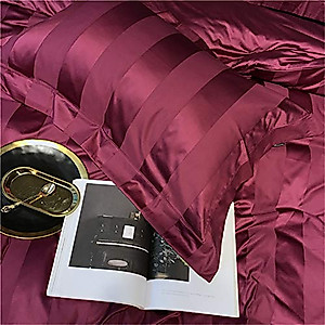 Luxury Bedding Set, Queen King Size Bed Sheet Duvet Cover Egyptian Cotton Silky Soft Bedclothes Hotel Home Quilt Covers,Red,200230CM