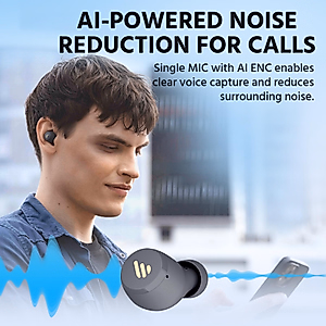 Edifier X3 Lite True Wireless Earbuds, AI Call Noise Cancellation, Bluetooth 5.3, IP55 Waterproof, Touch Control, 24H Playtime, Built-in Dual Microphones, Comfortable Fit, App Customization, Gray