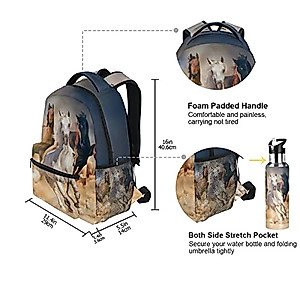 Horse Backpacks for Girls Boys Backpack Horses Kids School Book Bags 3rd 4th 5th Grade Elementary Travel Laptop Daypack