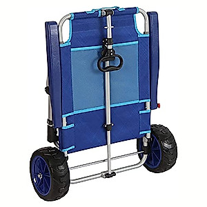 WSDJ 2-in-1 Beach Day Outdoors Folding Lounge Chair+Collapsible Beach Cart with Big Wheels for Sunbathing|Sun Chair|Tanning Chair|Portable|Lightweight, Camping Chair, Lounger for Patio