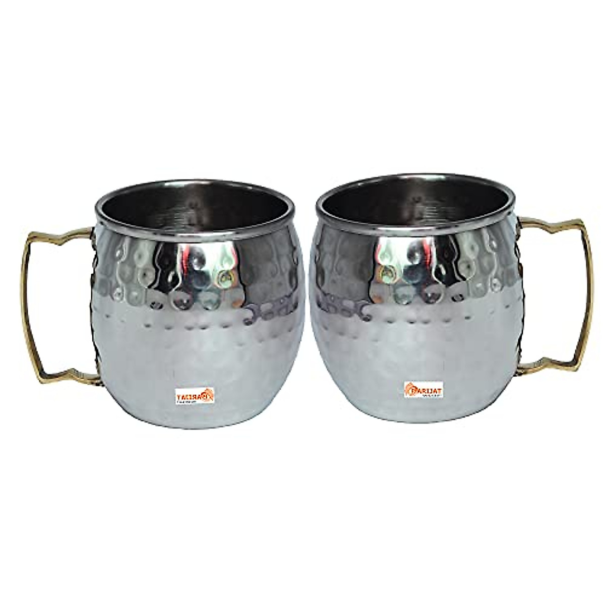 PARIJAT HANDICRAFT Stainless steel copper serving kadhai pan with steel mug and embossed brass shot jigger