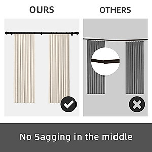 Curtain Rods for windows 32-48 inch, 5/8 inch Diameter Metal Standard Decorative Curtain Rod Set, Small Adjustable Telescoping Curtain Rod, Matte Black