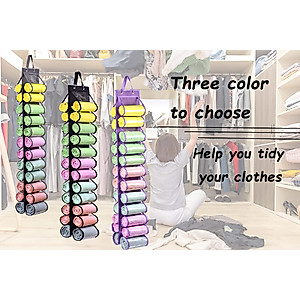 RZMAYIS Legging Storage Bag Storage Hanger Can Holds 24 Leggings or Shirts Jeans Compartment Storage Hanger, Foldable Leggings Organizer Clothes Portable Closets Roll Holder (Black)