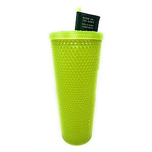 Starbucks 24 oz Double Wall Glow in the Dark Black Light UV Slime Green Cold Cup Tumbler