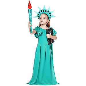 Quenny Halloween Costumes,Children American Statue Of Liberty Cosplay Costumes,Party Ancient Greek Girl Performance Dresses
