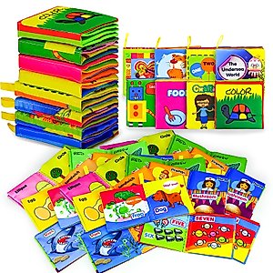 Ynanimery Animal Bath Squirt Toys | Baby Bath Books for Toddlers 1-3, Rubber Ducks & Floating Animals & Waterproof Cloth Books Bulk Bath Toys for Infants 6-12-18 Months(8 Pack Bath Books)