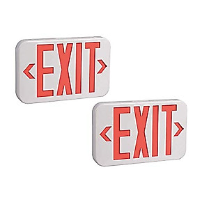 AmazonCommercial LED Emergency Exit Sign, UL Certified, 2-Pack, Double Face Exit with Battery Backup