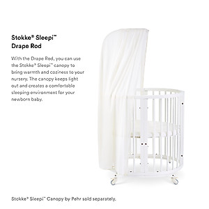 Stokke Sleepi Drape Rod, White - Made from Solid Beech Wood - Easy to Install & Clean - Compatible Sleepi Crib/Bed & Mini