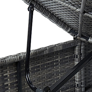 loibinfen Outdoor PE Wicker Sun Lounger with Cushion, Poly Rattan Lounge Chair, Rattan Chaise Lounger with Adjustable Backrest,Outdoor Patio Wicker Pool Chaise Lounge Chair, Poly Rattan Gray