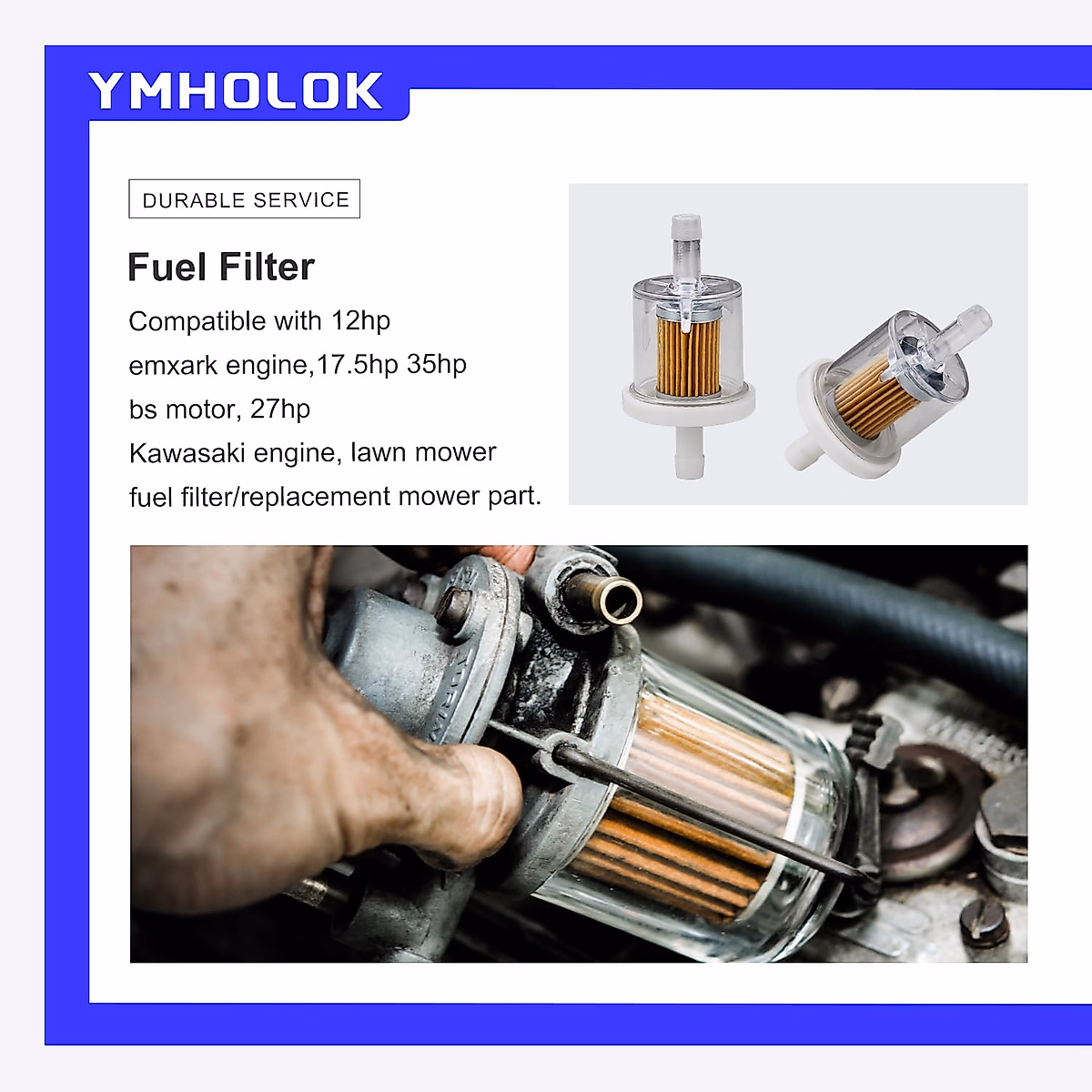 2PC AM125424 Oil Filter with 2PC Fuel Filter Compatiable for John Deere AM125424 BS 492932 695396 696854 492932B Lawn Mower Oil Filter