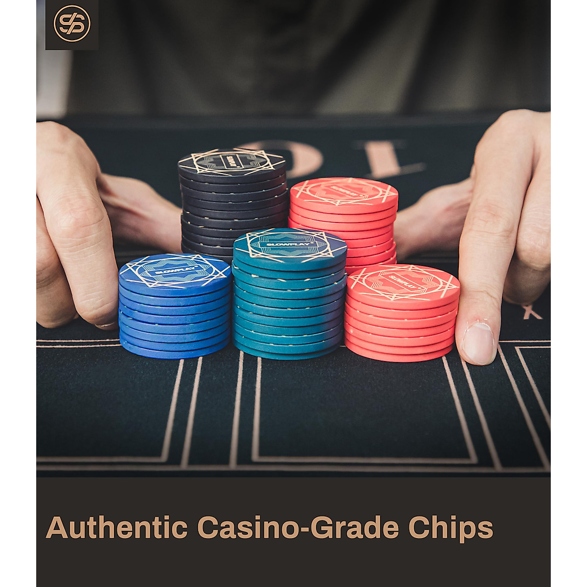 SLOWPLAY Nash Ceramic Poker Chips in Bulk, Casino Grade Ceramic 12-Gram Poker Chip for Texas Hold'em, 43mm Professional Chips Pack of 50 with Denomination of 500