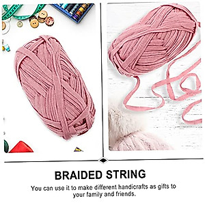 TEHAUX 1 Roll Flat line Wiring Yarn for Crochet DIY Crafts Crochet Yarn Crochet Knitting Yarn Flat Elastic Cord Chenille Yarn Ball Acrylic Macrame Rope Cotton Cord Handmade Knitting Rope