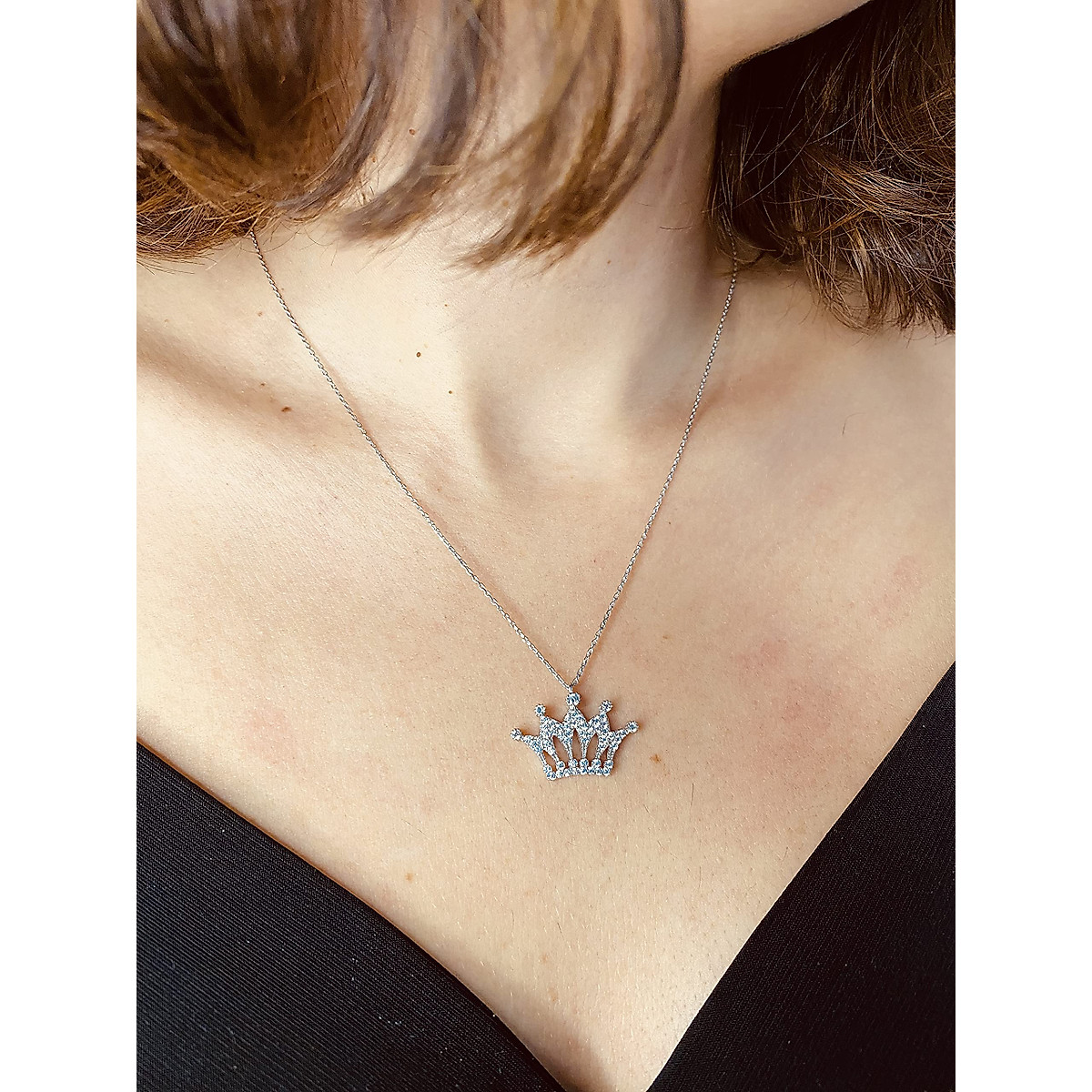 Queen Crown 925 Sterling Silver Pendant Necklace (Sterling Silver)