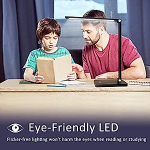 LED Desk Lamp with USB Charging Port Dimmable Eye-Caring Desk Light with Touch Control Foldable Lamp with 5 Lighting Modes,3 Brightness Levels Table Lamp for Reading, Studying, Working, Office, Black