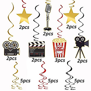 Movie Night Decorations Hanging Swirls Hollywood Movie Theme Party Decorations Supplies 30pcs