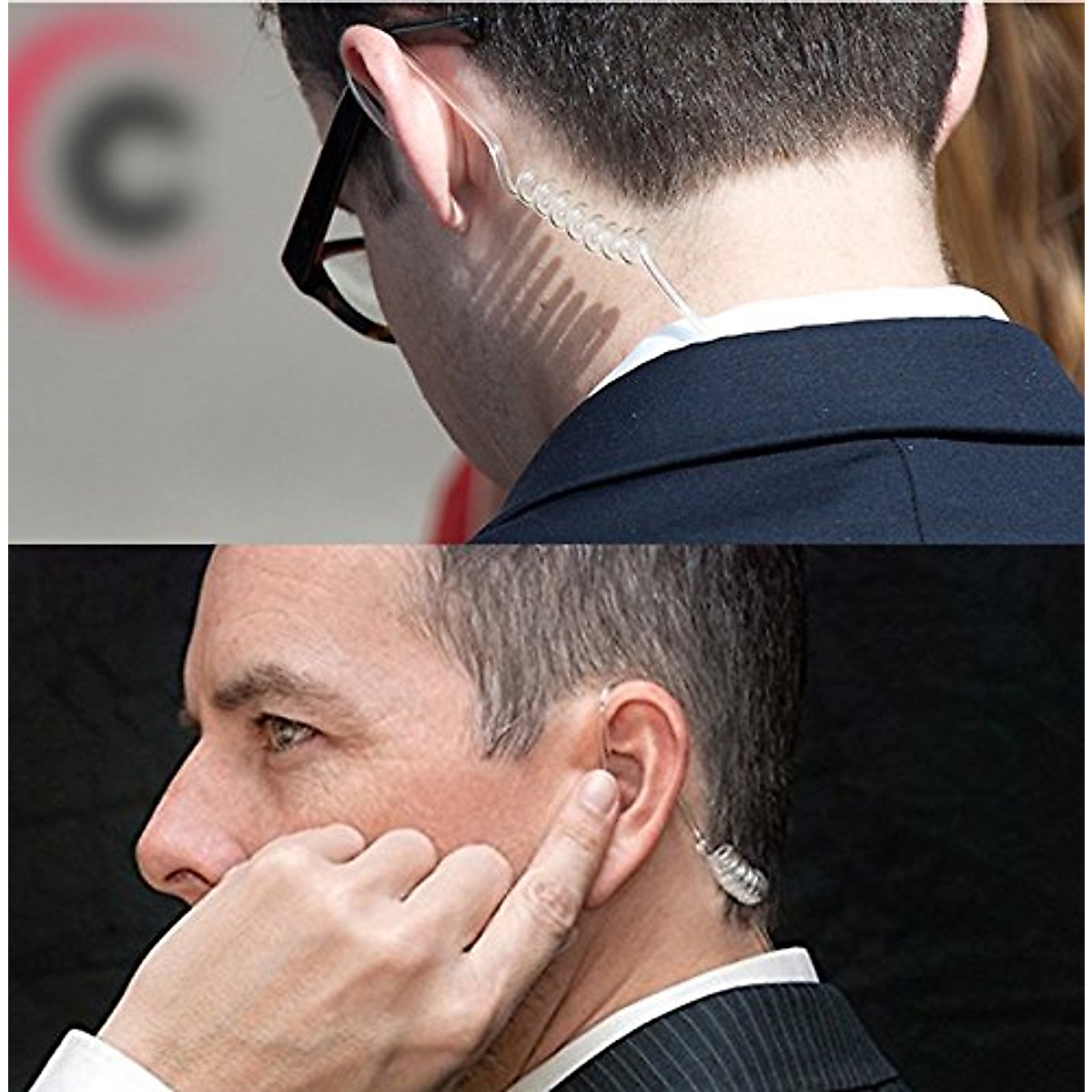 A AIRSN 2 Pin Earpiece Headset for Motorola CP200,GP300,CLS1110,CLS1410 Walkie Talkies/Two Way Radio with Transparent Acoustic Tube (Pack of 2)