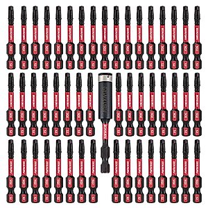 GEINXURN Impact Tough #2 Square 2 in. Insert Driver Bits,50Pack SQ2 Screwdriver Bits Set 2”Long with 1Pcs Impact Bit Holder,Bulk