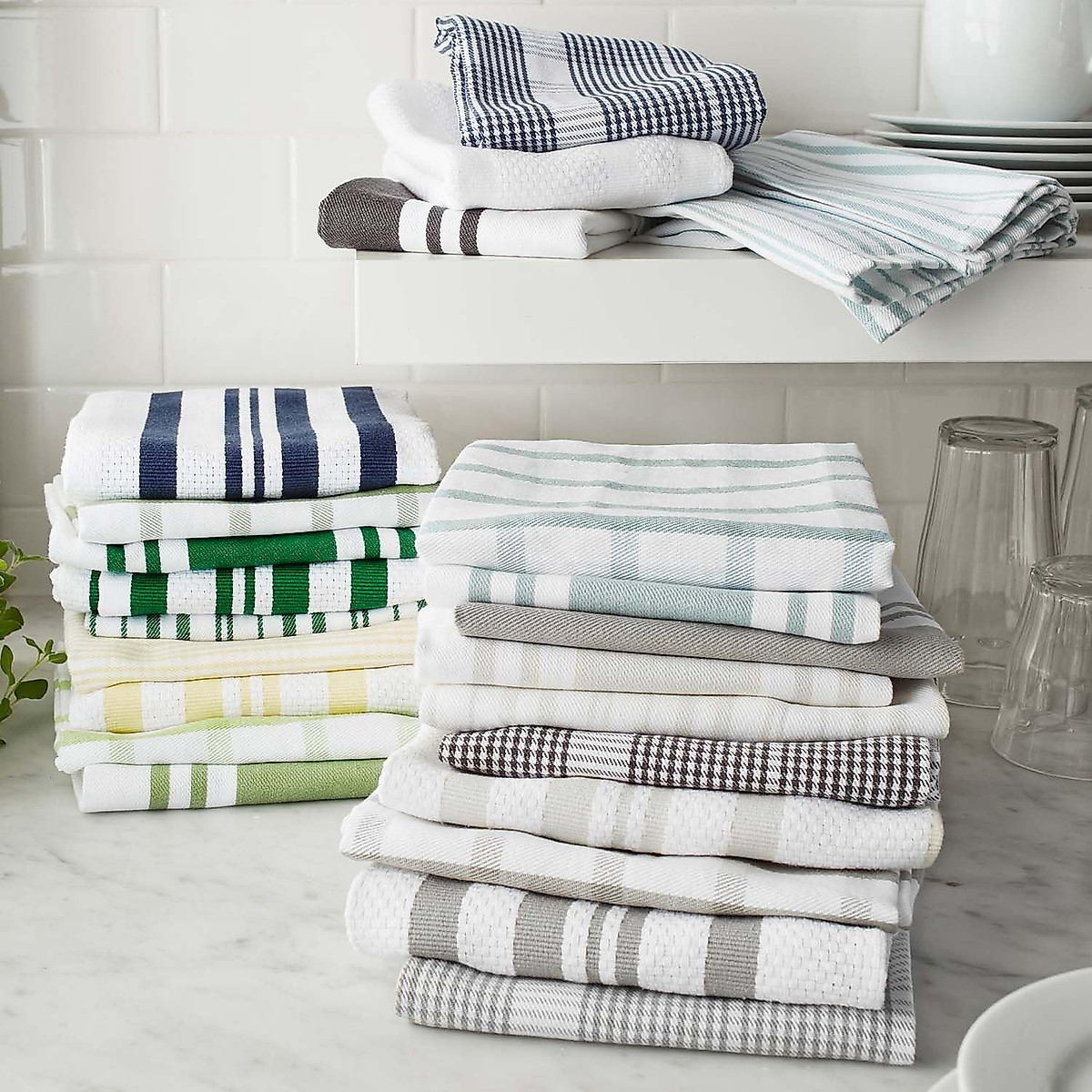 Sur La Table Striped Kitchen Towels, Set of 3, Sardine