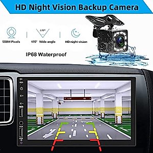 Double Din Car Stereo with Apple Carplay 7 Inch Touch Screen Radio with Bluetooth Touchscreen Auto Play Receiver with Backup Camera MP5 Audio Player Mirror Link USB AUX Head Unit System
