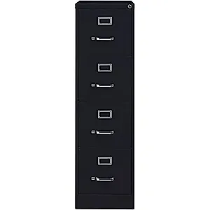 Pemberly Row 4 Drawer 25" Deep Letter File Cabinet in Black, Fully Assembled