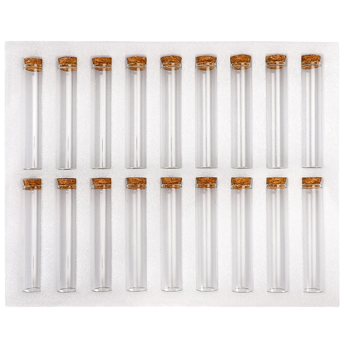 SUPERLELE 18pcs Glass Test Tube, 25×120mm Clear Flat Test Tubes with Cork Stoppers for Plants Propagation, Scientific Experiments, Bath Salt and Candy Storage