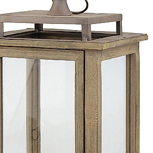 Stonebriar 18 Inch Rustic Wooden Candle Hurricane Lantern, For Table Top, Mantle, Wall Hanging, or Garden Display, Indoor & Outdoor Use, Extra Large