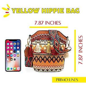 Yellow Bohemian Hippie Bag Stylish and Ultra-Trendy, Boho bags for Women, Ethnic Hippie Crossbody bag, Shoulder Bag, Hippie Side Bag with Adjustable Strap, Hippy Bags and Purses, Hippie Tote Bag