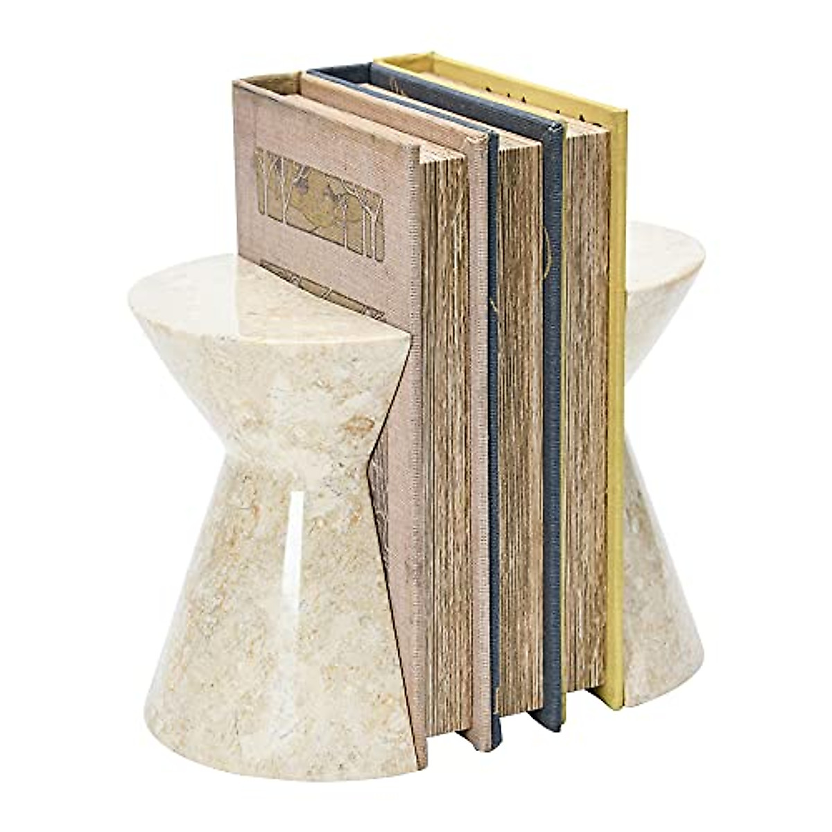 Bloomingville Natural Modern Marble Office and Home Contemporary Shelf and Table Décor Set of 2 Bookends, Beige, 2