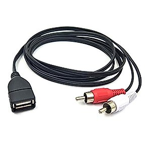 Halokny USB 2.0 A Female to 2 Dual RCA Male Y Splitter Audio Video AV Composite Adapter Cable - 5 Feet(USB F/2RCA M)
