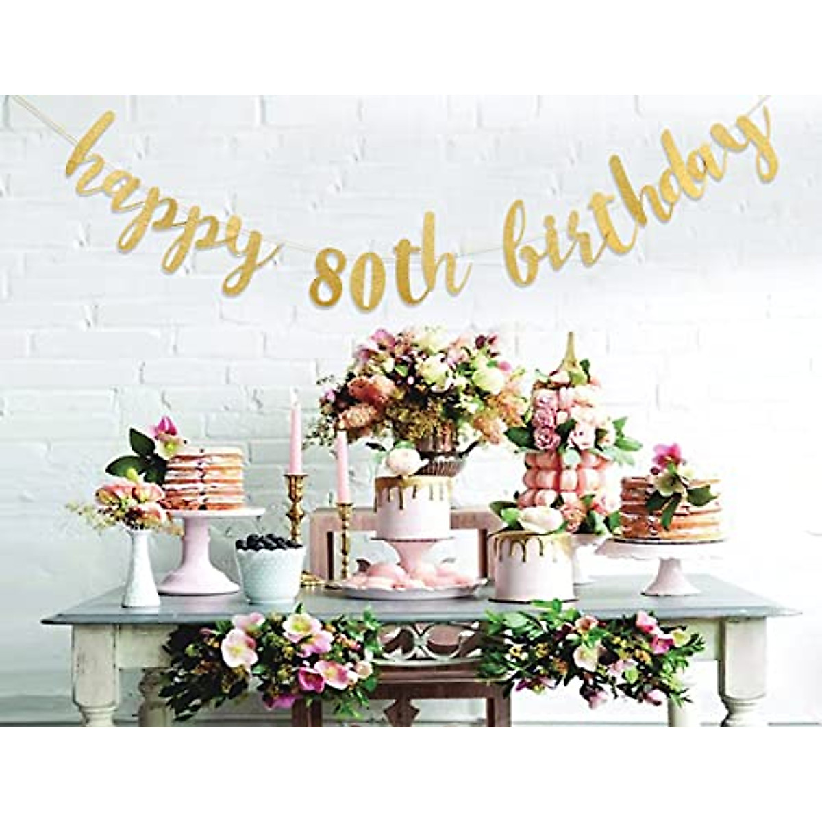 Happy 80th Birthday Banner - 80th Birthday Banner，80 Banner Gold，80th Anniversary Banner Gold，80th Birthday Banner for Women/men，happy 80th Birthday Banner Party Decorations