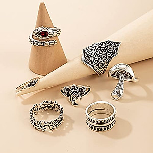 CSIYANJRY99 Women's Gold Silver Rings Boho Vintage Midi Set (H)