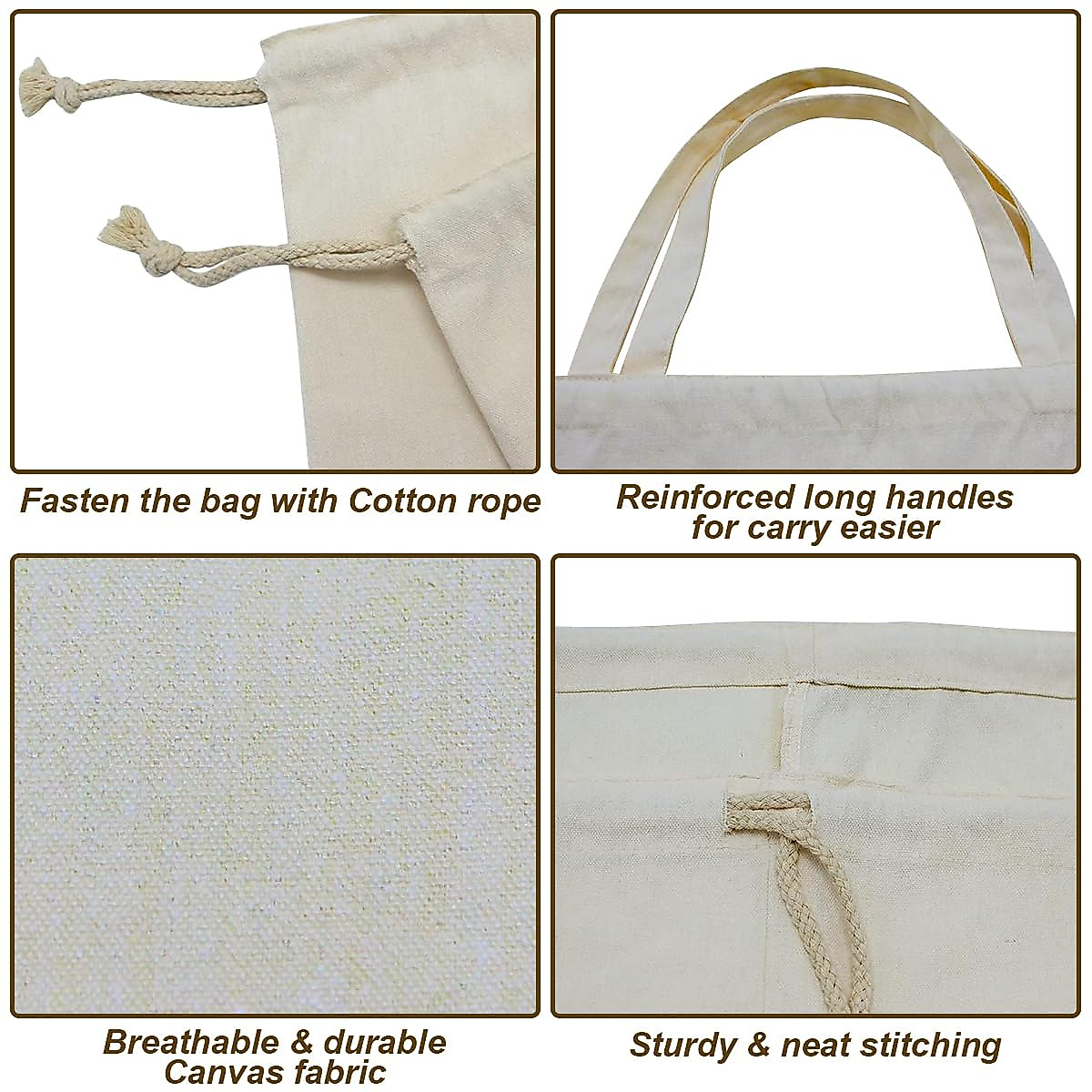 Extra Large Heavy Duty Laundry Bag with Handles and Sturdy Cotton Fabric, Travel Laundry Bags Laundry Basket Liner Hamper Liner, Thick Canvas Laundry Bag for Travel, Camp, College (28"x35"┃2 Pack)