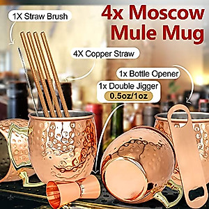 Moscow Mule Copper Mugs- Set of 4 Copper Plated Stainless Steel Mug 18oz, for Chilled Drinks (4 pcs)