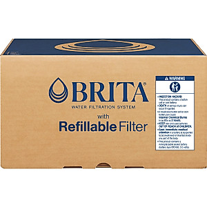 Brita Refillable Water Filtration System with Large 10 Cup Pitcher, Everyday, White, and 1 Refillable Filter