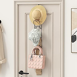 LINFIDITE 10 Pack Hat Rack Hanger Holder Organizer Closet Hanging Baseball Cap Display Storage Rack Wig Rack Over Door Wall Mounted for Scarves Handbags Towels Clothes Ties w Hanging Hook Black