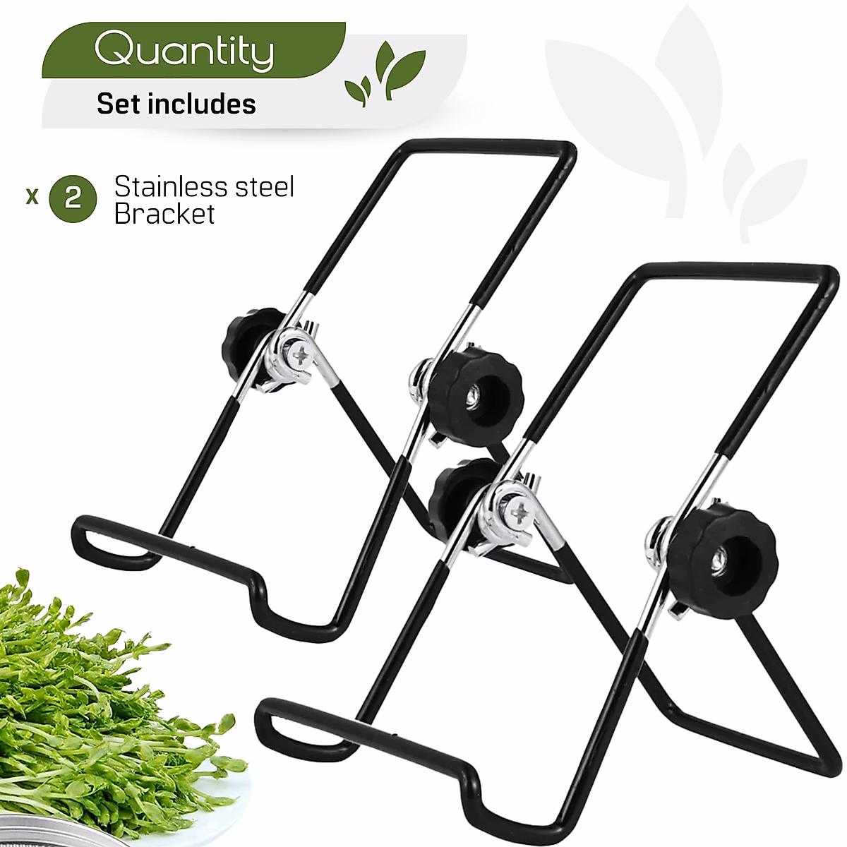 2PCS Sprouting Stands for Mason Jar – Sprouting Kit Stainless Steel Stand Kit for Sprouts Growing Kit 2 Mason Jar Holders for Wide and Regular Mouth Mason Jars