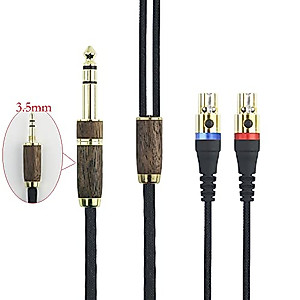 NewFantasia 6N OCC Copper Silver Plated Upgrade Audio Cable Compatible with Audeze LCD-2, LCD-4, LCD-3, LCD-X, LCD-XC Headphones with 3.5mm Male and 6.3mm Adapter Walnut Wood Shell
