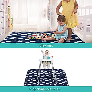 Splat Mat 2 Pack for Under High Chair & Arts & Crafts & Eating Mess, Waterproof Baby Playtime Anti-Slip High Chair Mat for Floor or Table, Reusable & Portable Splash Mat for Under High Chair, 42” ×46”
