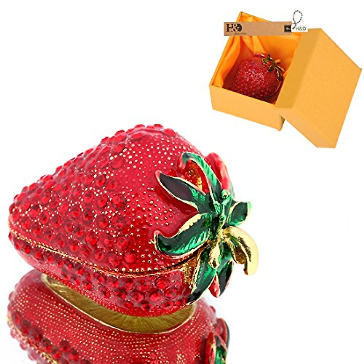 YU FENG Hinged Trinket Box For Girls, Handmade Red Strawberry Trinket Boxes Decorated for Women (red strawberry)