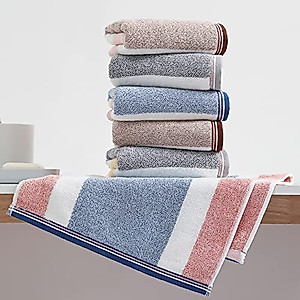 sense gnosis Yellow & Grey Striped Hand Towel Set of 2 Ultra Soft 100% Cotton Absorbent Decorative Hand Towels for Bathroom 13" X 29"