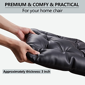Big Hippo Chair Pads,Soft Leather Tufted Chair Seat Cushion Thicken U-Shape Chair Cushion Padding with Elastic Bands for Home Office Outdoor(Black-1pc)
