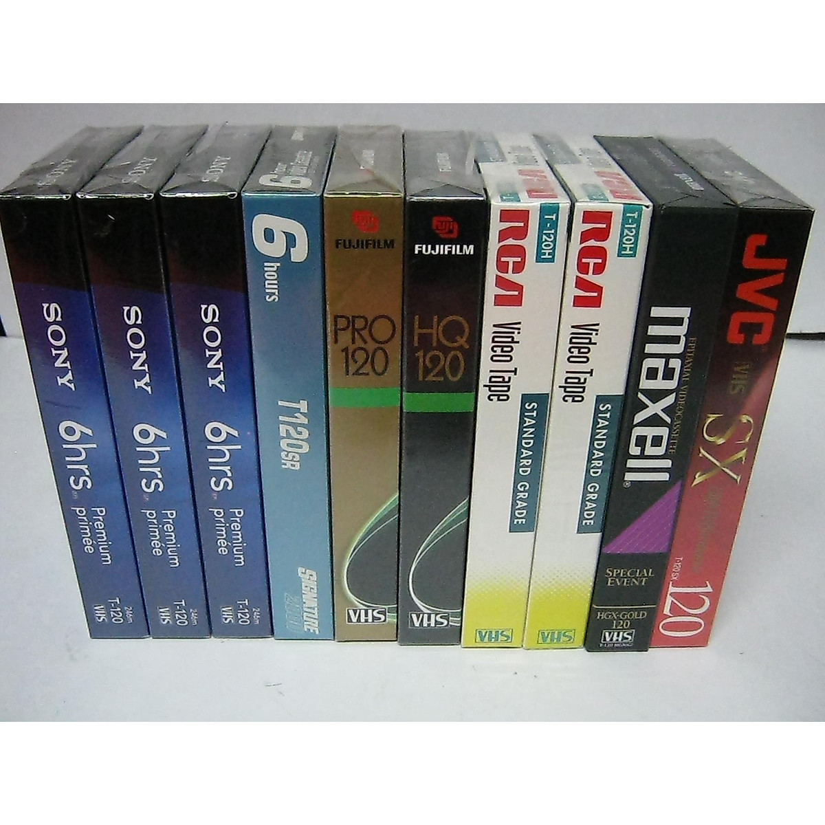 Mixed Lot of 10 New VHS Tapes T120 6HR - Factory Sealed / Shrink-Wrapped Standard Grade or Higher