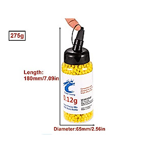 Ocean Loong Airsoft BBS 0.12g 6mm 2000 Rounds with an resealable Plastic Bottle& an Easy-Pour spout,Yellow Airsoft pellets