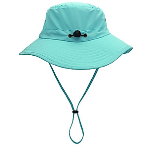 LLmoway Outdoor UPF50+ Summer Sun Cap Lightweight Packable Dry Fit Bora Boonie Hat with Cords Aqu Aqua Blue