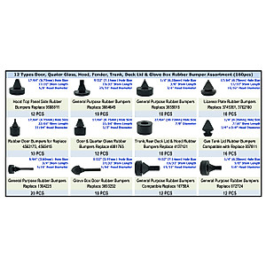 Dsnaduo 160 PCS Black Rubber Bumper Assortment, Automotive Rubber Bumper Stopper, Rubber Stop Bumper Compatible with GM Ford and Chrysler Replace 20030, 8210, fit Many Models